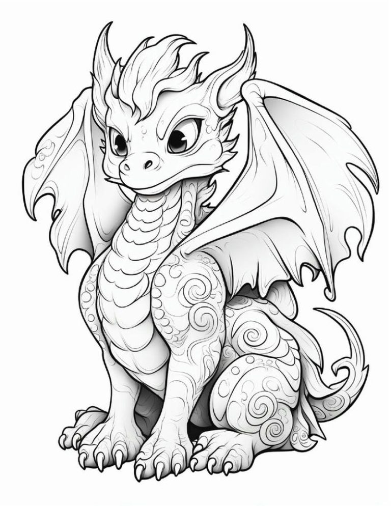 101+ Tranh tô màu con rồng mạnh mẽ và siêu cute cho bé